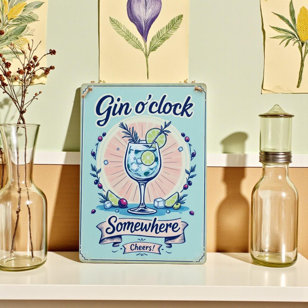 Vintage Gin Bar Sign Rustic Metal Plaque Wall Decor Home Art Gift ...