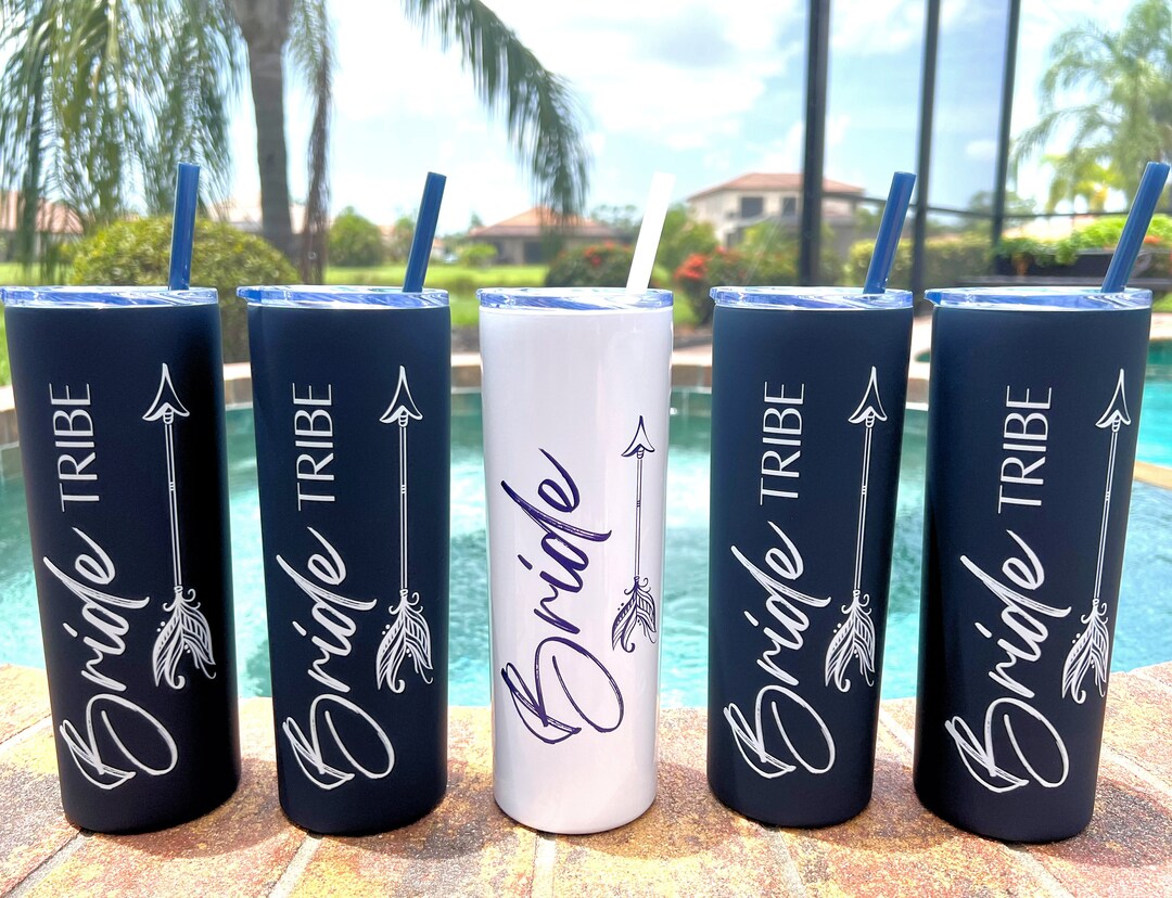 PRINT, No Vinyl Matte Navy Bride Tribe Cup With Arrow White Tumblers ...