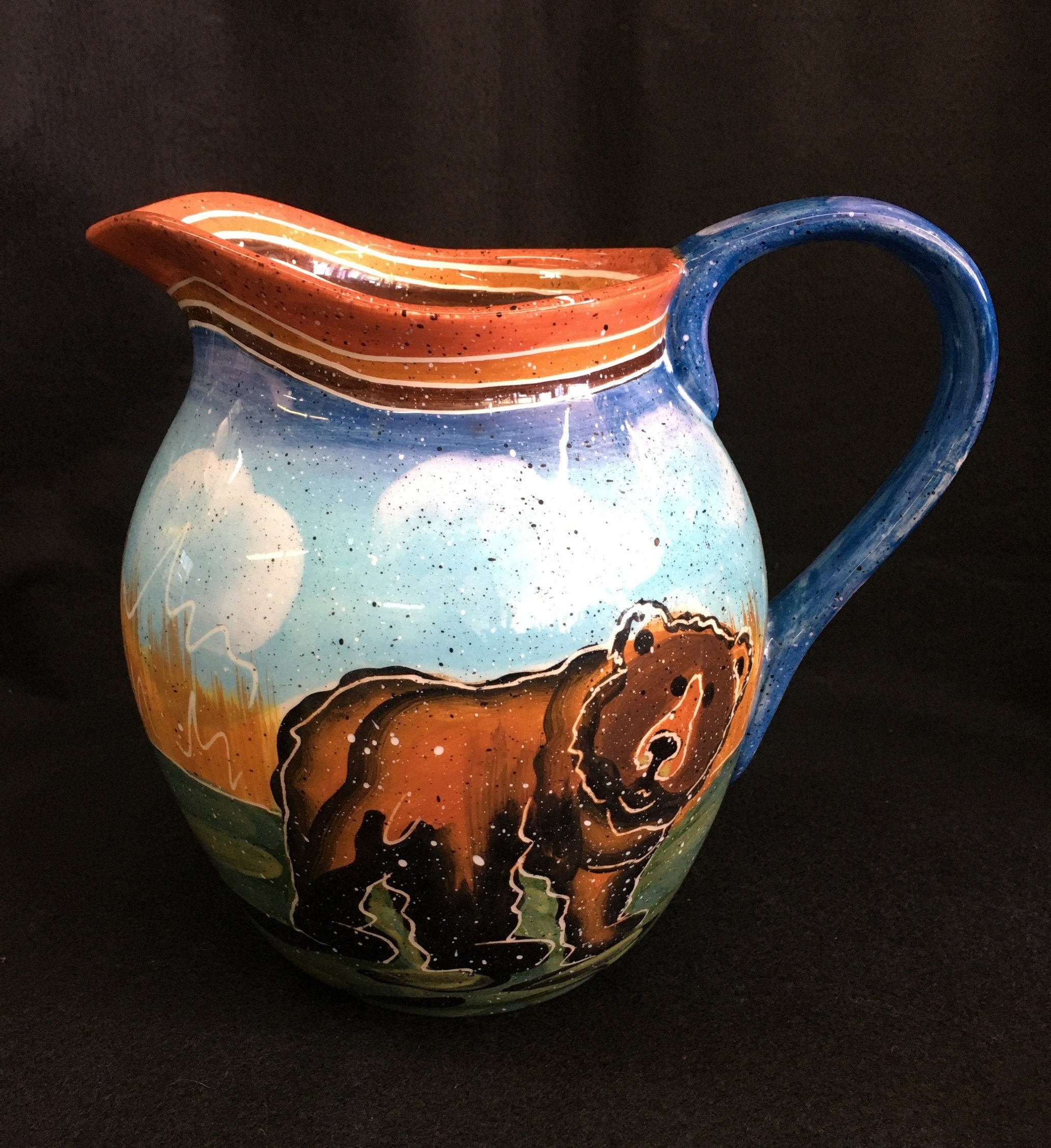 Large Grizzly Brown Bear Ceramic Pitcher Designed by Julie | Etsy