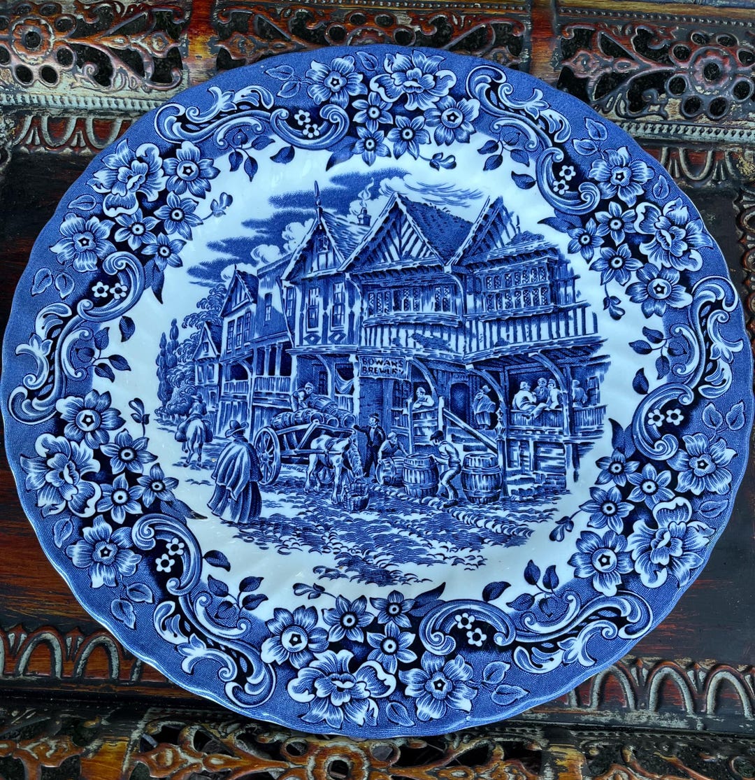 17th Century Ironstone Red River Pattern Dinner Plate - Blue - 10 ...