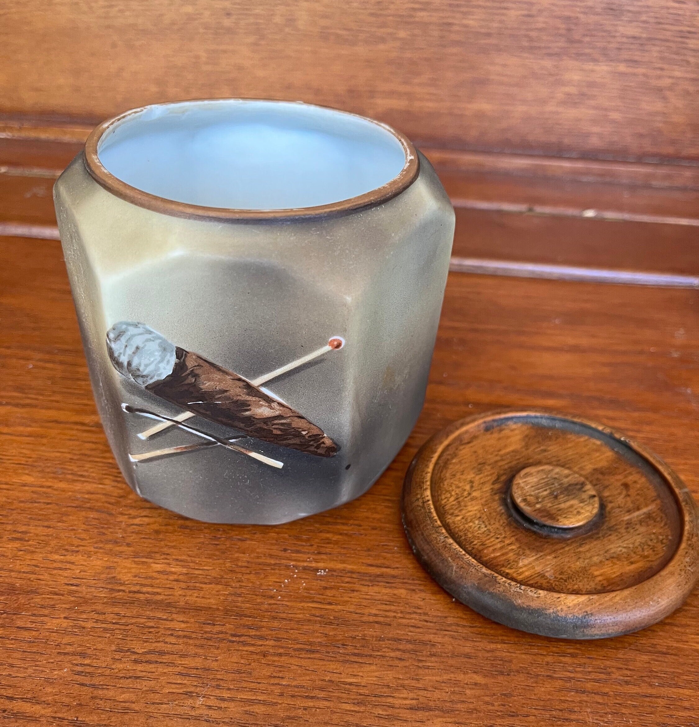 Nippon Hand Painted Humidor Tobacco Jar - Porcelain - Hexagon - Cigar ...