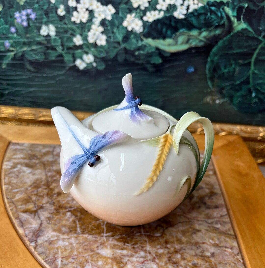 Franz Dragonfly Sugar Bowl Porcelain FZ00119 4.5 Tall With Lid - Etsy