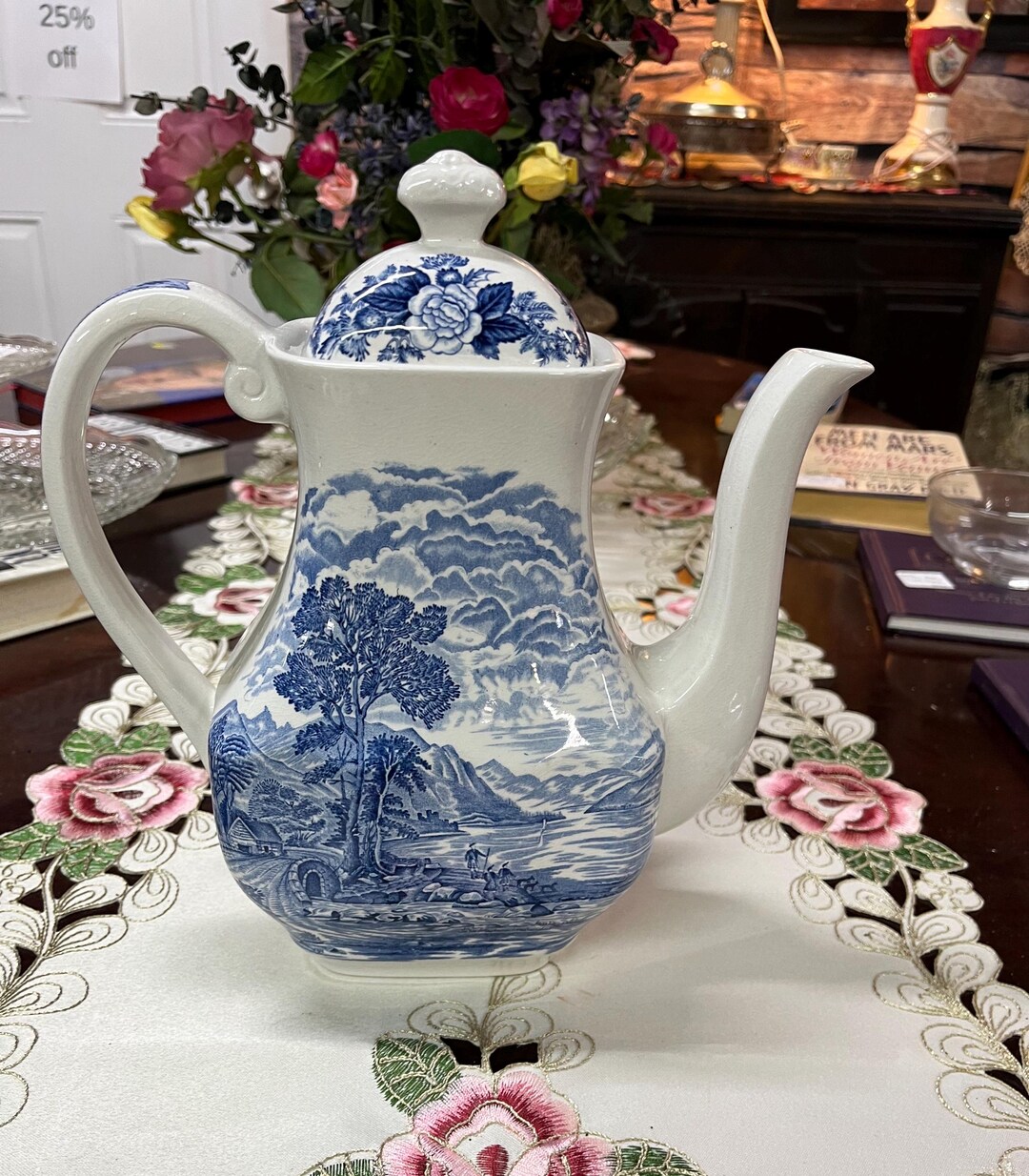 Vintage Royal Warwick Lochs of Scotland Blue Coffee Pot and Lid - 10 ...