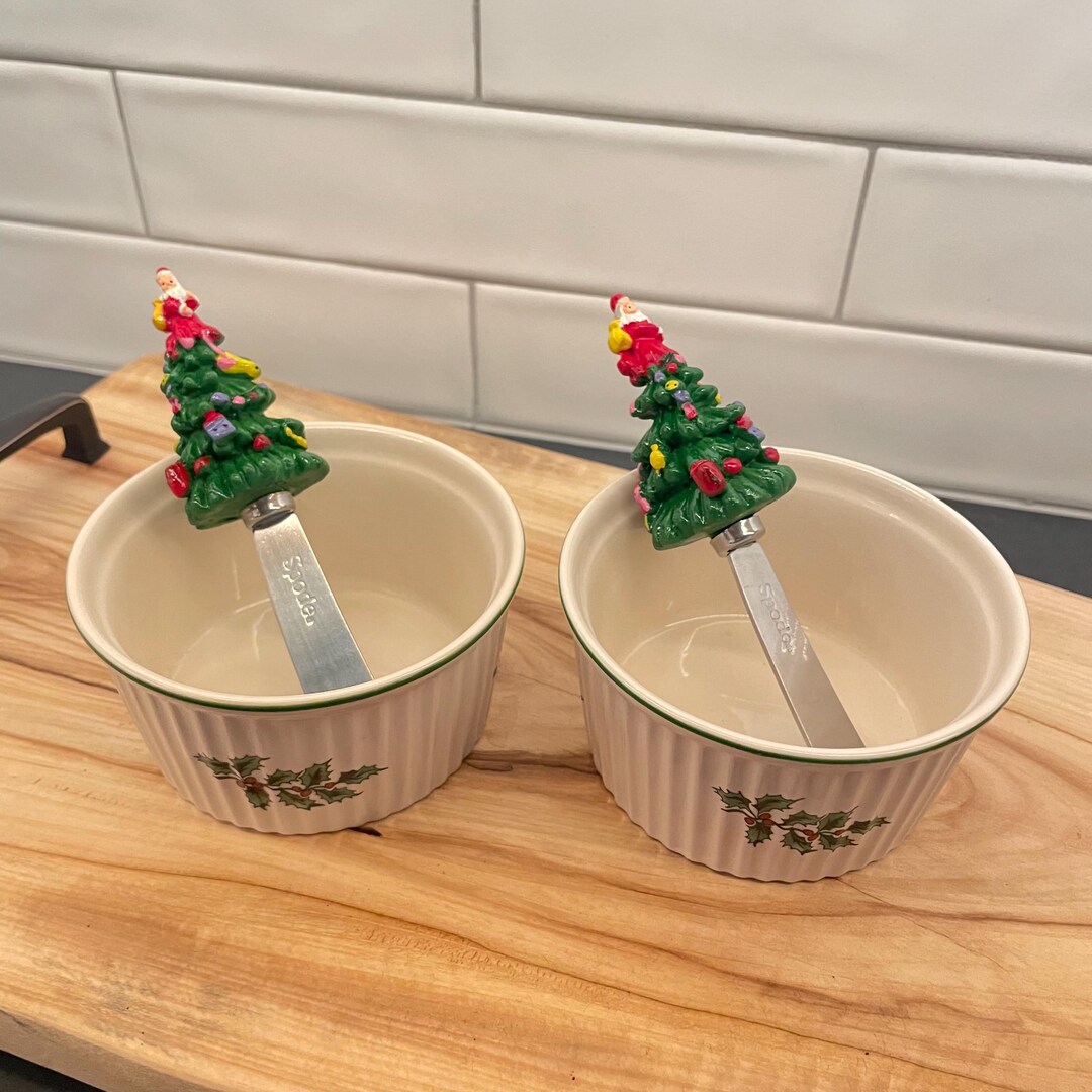 Spode Christmas Tree Dipping Set - Two Ramekins and Spreaders - Holiday ...