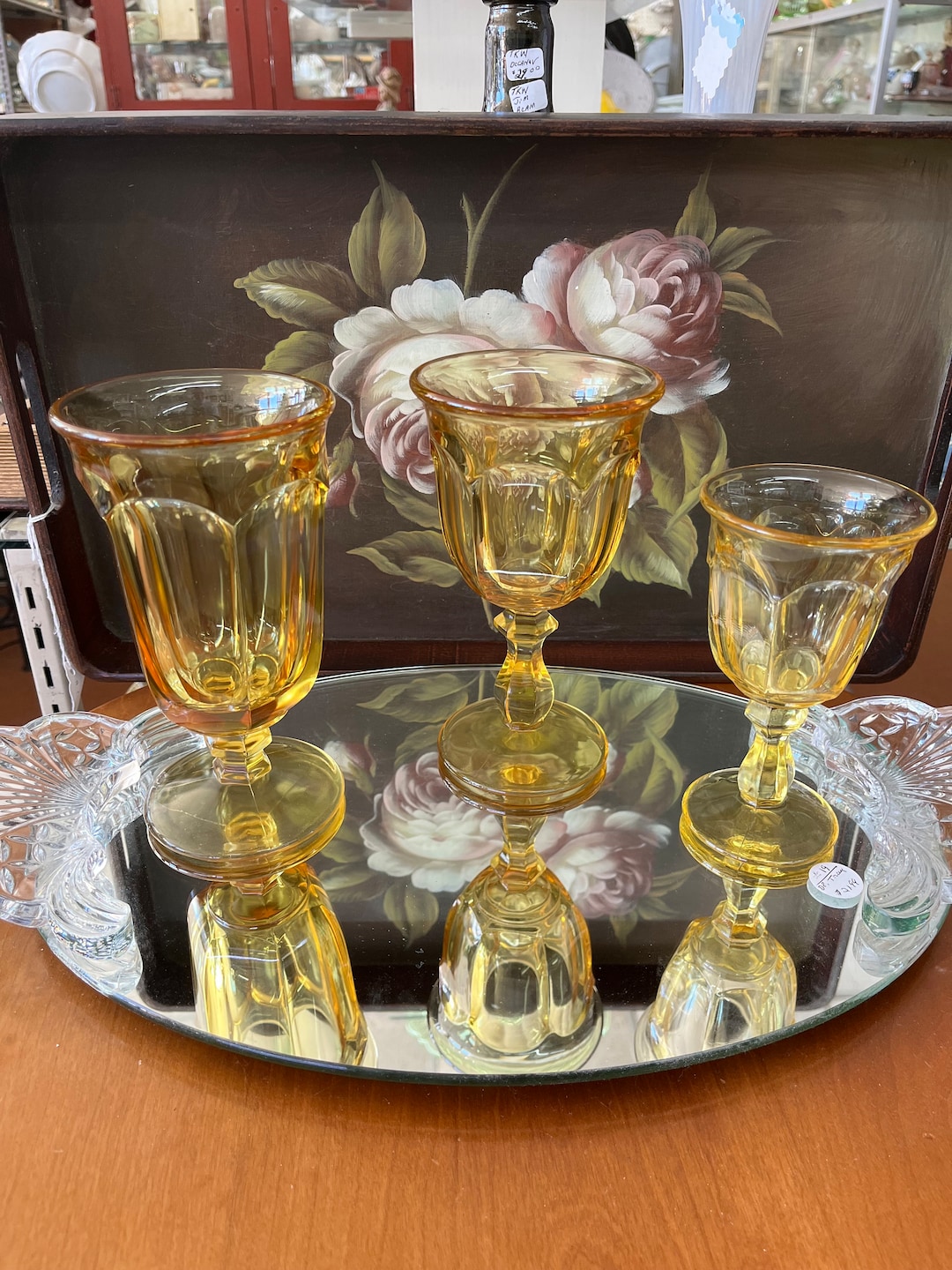 Vintage Old Williamsburg Yellow Goblets - Imperial Glass Ohio - Your ...