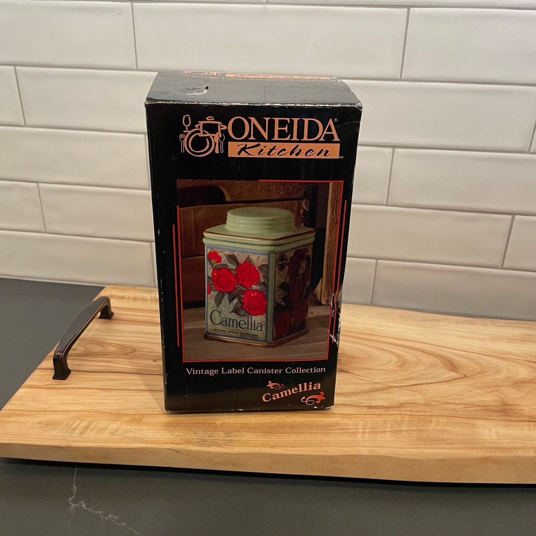 Oneida Kitchen Vintage Label Collection Canister Camellia Ceramic 7 ...