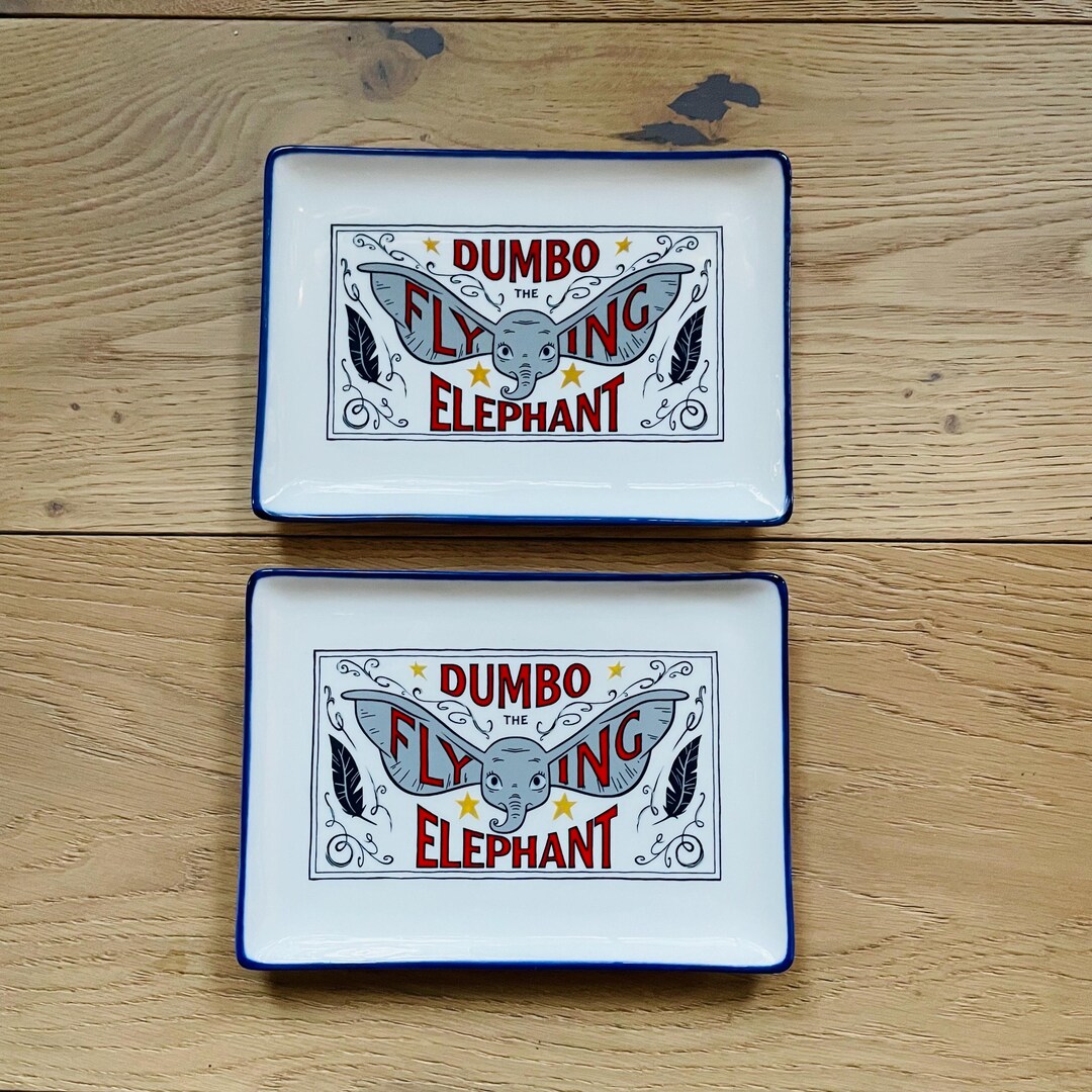 Set of 2 Disney’s Dumbo the Flying Elephant Ceramic Trinket Tray Dish ...