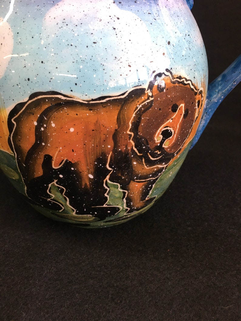 Large Grizzly Brown Bear Ceramic Pitcher Designed by Julie | Etsy