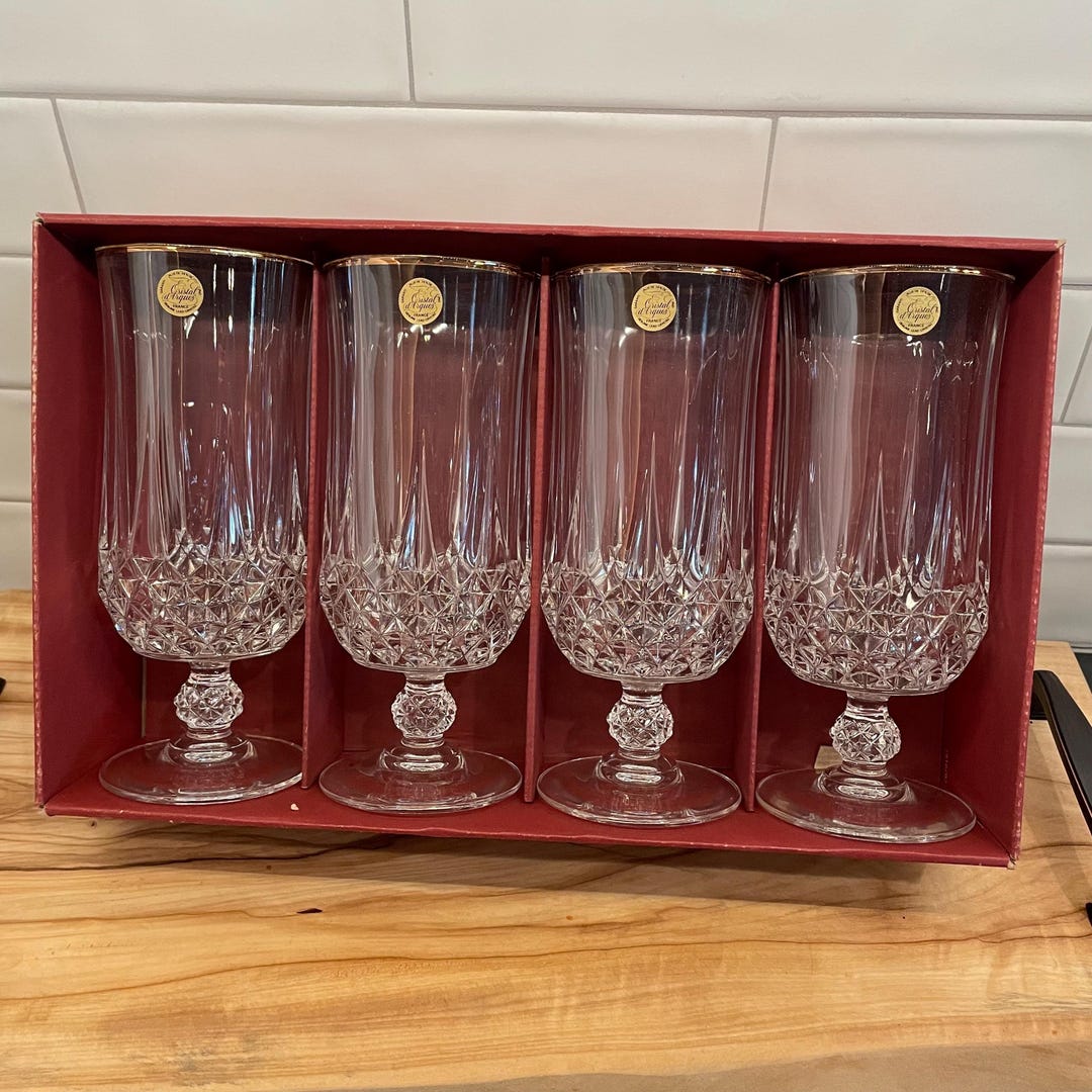 Longchamp Gold Cristal D'arques - Footed Iced Tea Glasses Set of 4 ...