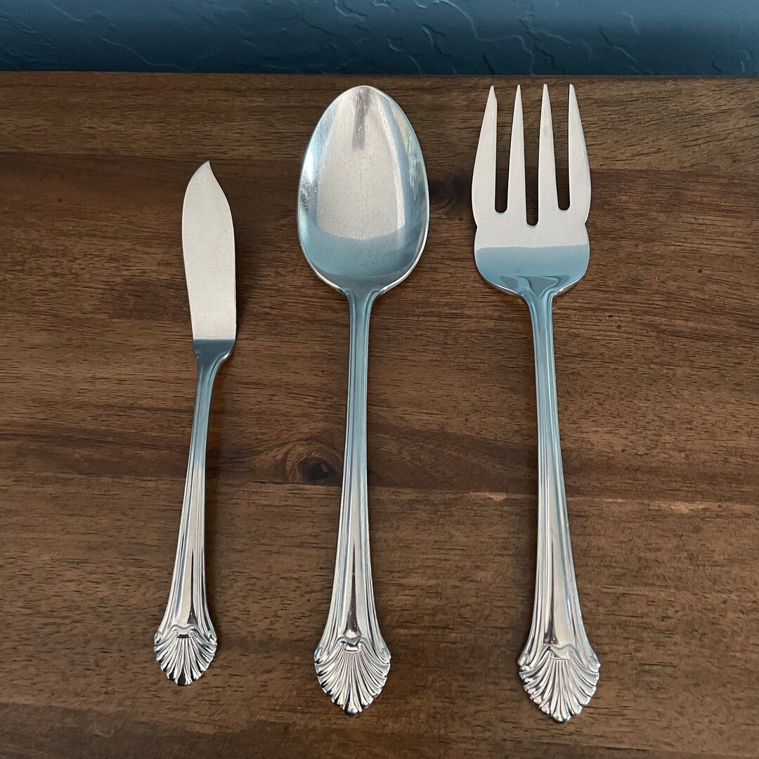 Reed and Barton Seafare Pattern Stainless Flatware Serving Pieces ...