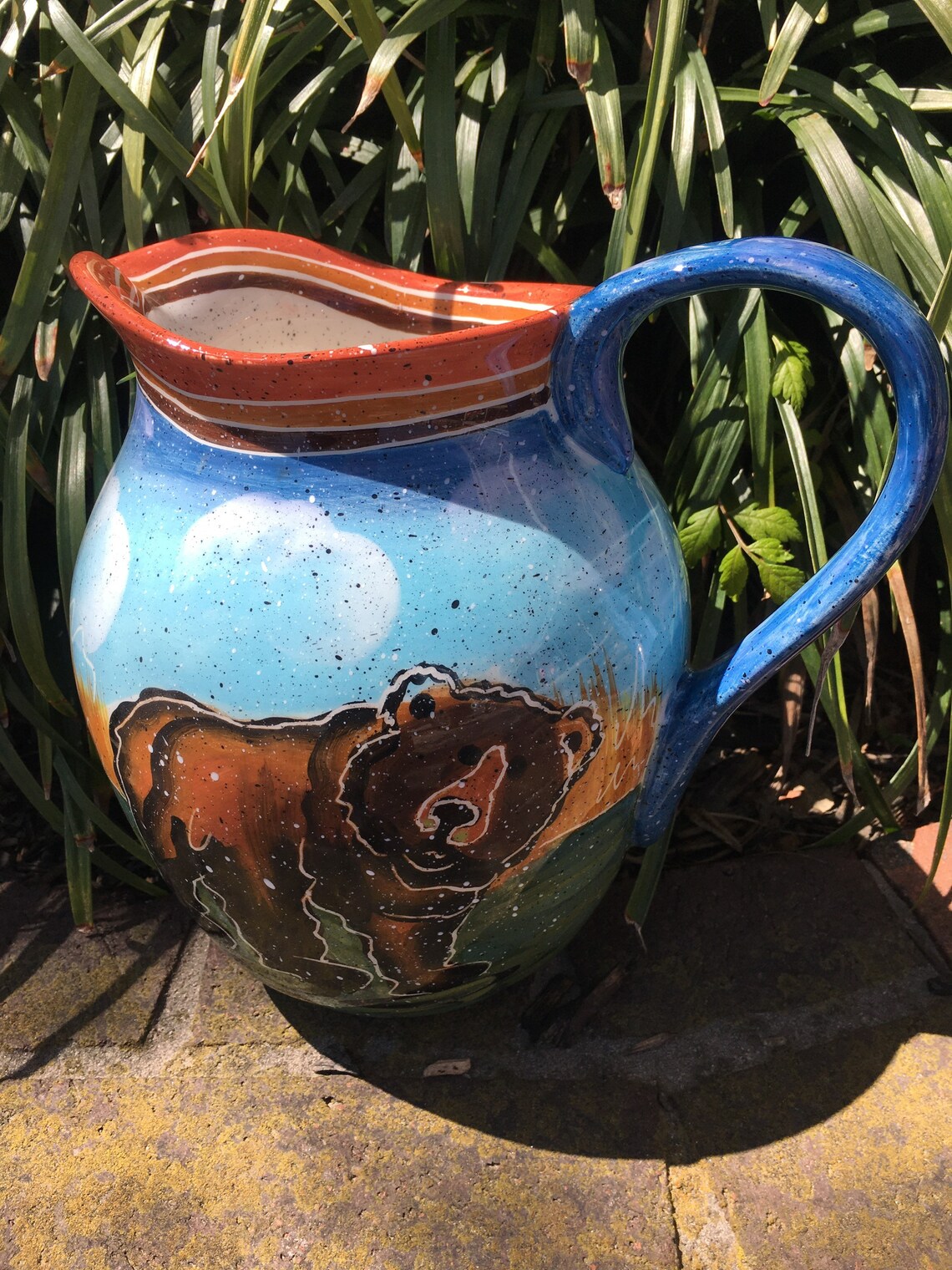 Large Grizzly Brown Bear Ceramic Pitcher Designed by Julie - Etsy