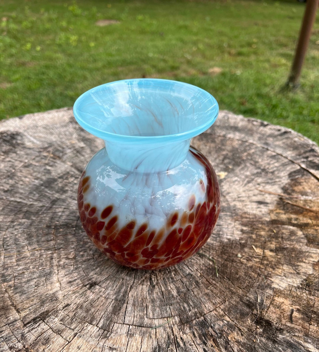 Slow Burn Art Glass Vase - Hand Blown - Blue Red - Etsy
