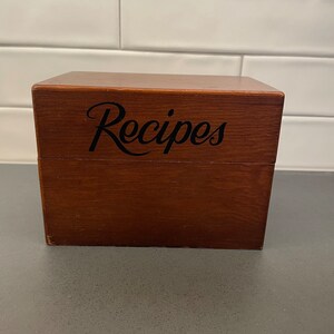 Vintage Wooden Recipe Card Box With Hand Written Recipe Cards - Mid ...