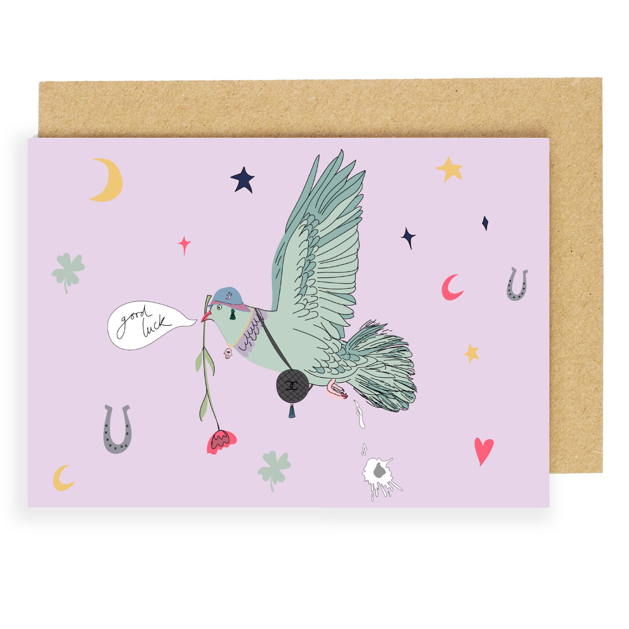 Good luck card cool prints cute card for friends funny | Etsy