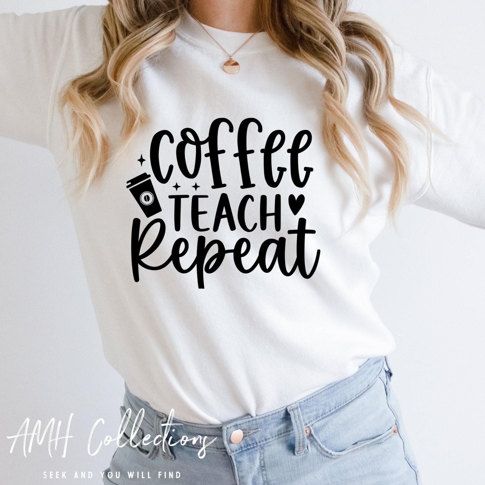 Coffee Teach Repeat Svg Daycare Teacher Gift Teacher Life - Etsy