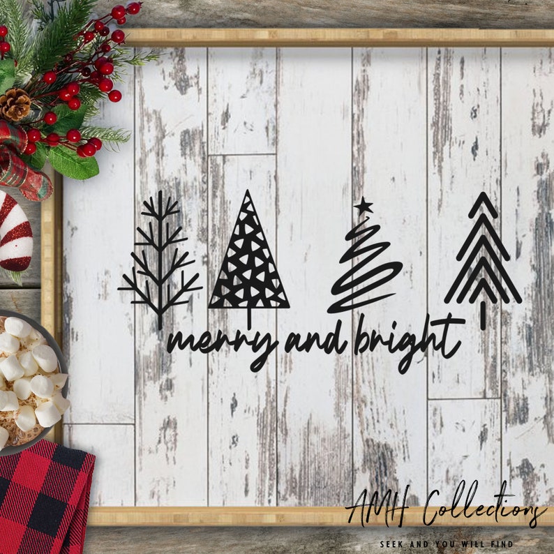 Merry and Bright Svg Png Merry and Bright Christmas Decor - Etsy