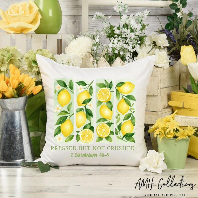 Bible Verse Clipart: Pressed but Not Crushed - Lemon Watercolor Art - Etsy