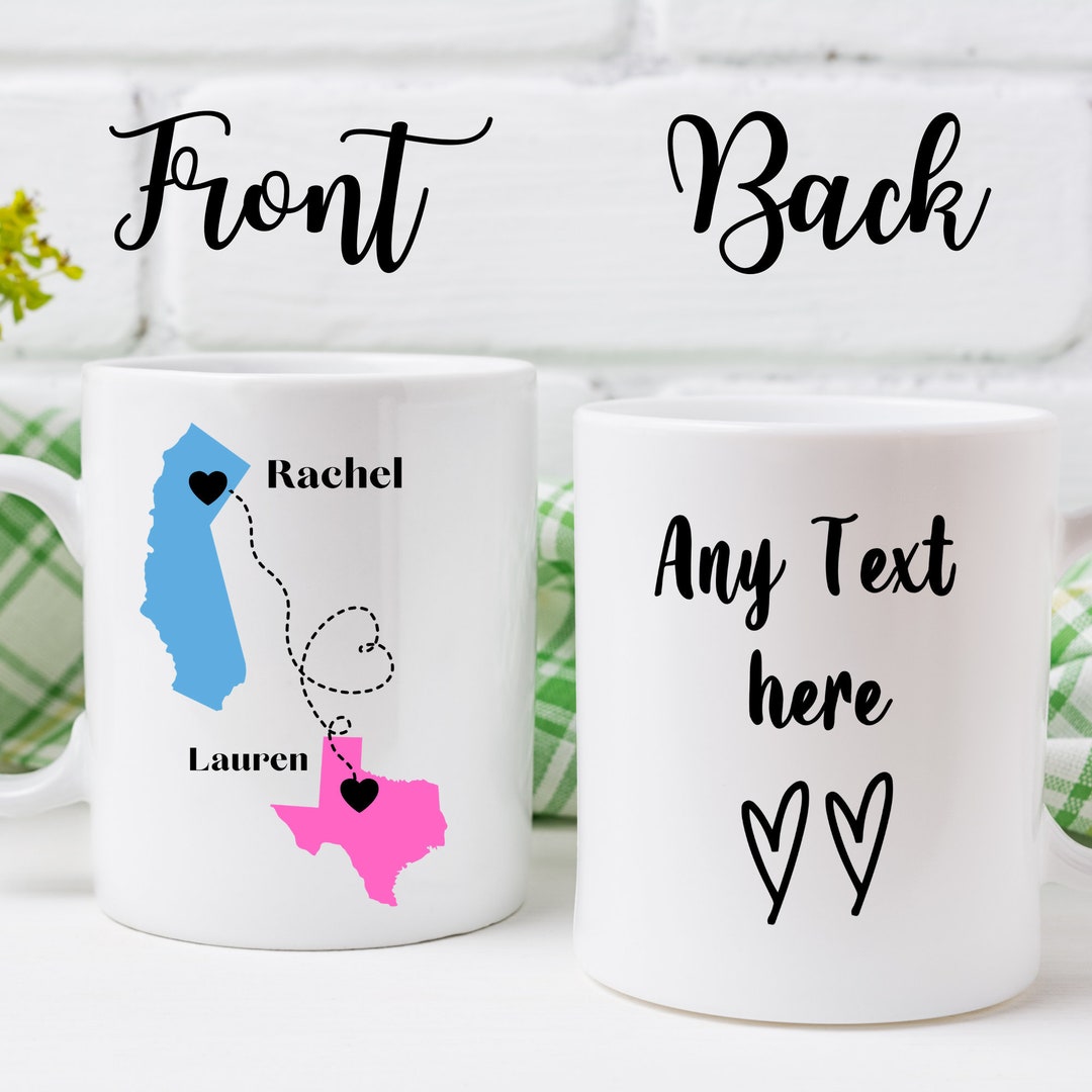 Best Friends Long Distance Mug Personalised Mug With Us/world States ...