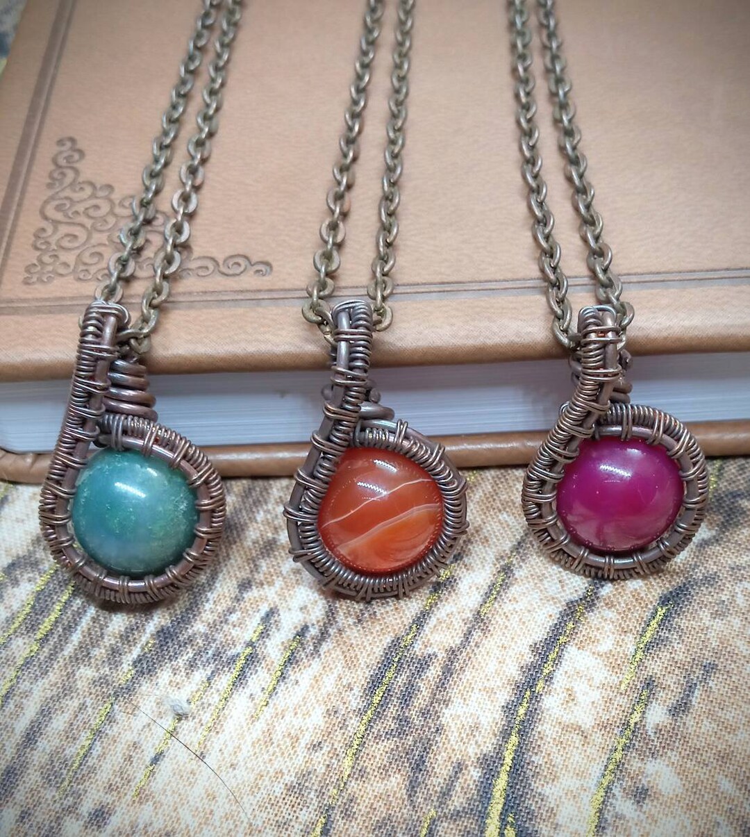 Mini Wire Wrapped Pendant, Handmade Pendant, Wire Jewelry, Wire Wrapped ...
