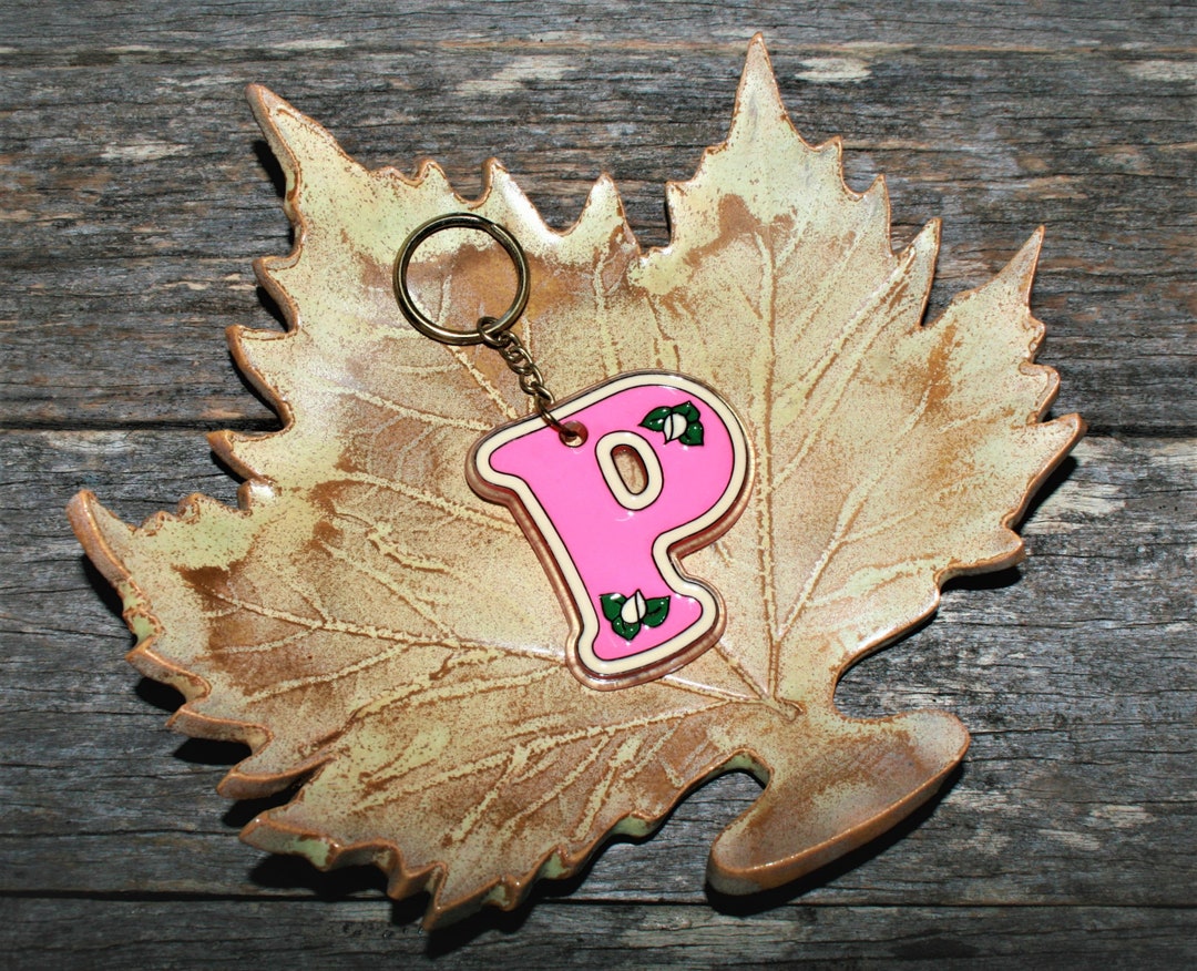 Initial "p" Pink Vintage Keychain - 1980's -90's Keychain - Etsy
