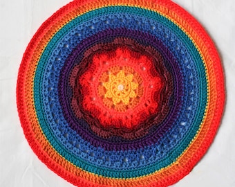 PATTERN , Crocheted Mandala , Rainbow Bright Color Mandala Pattern ...