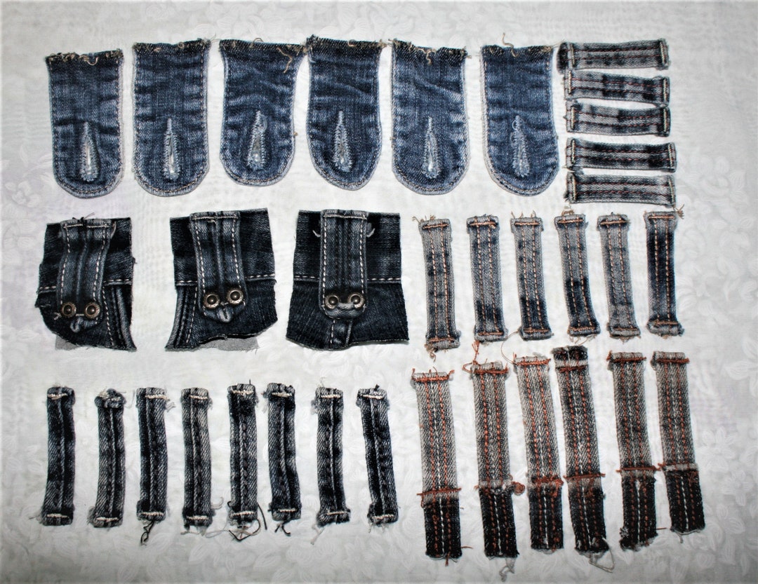 Reclaimed Jeans Belt Loops and Button Tabs - 34 Pieces - Denim Jeans ...