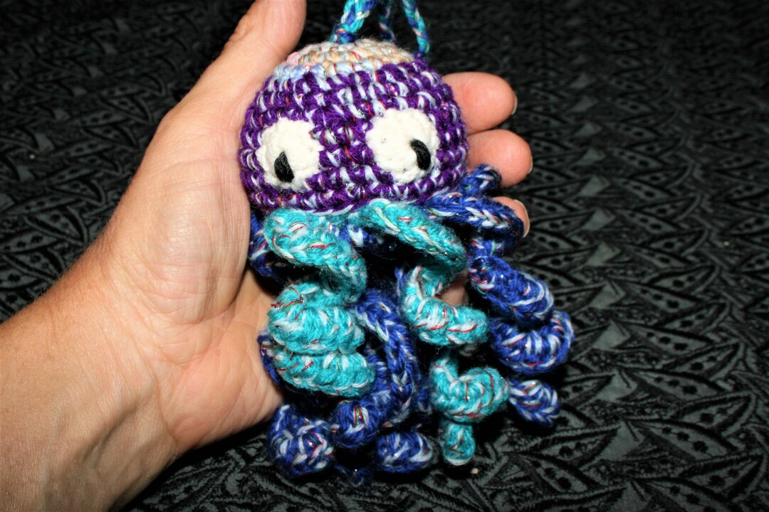 Tealy the Sparkly Blue Legged Octopus - Crochet Octopus Toy - Hanging ...