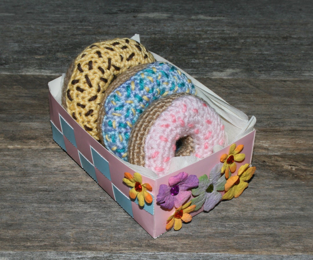 Crochet Donut - Box Set of 3 - Tea Party Food - Pretend Play - Etsy