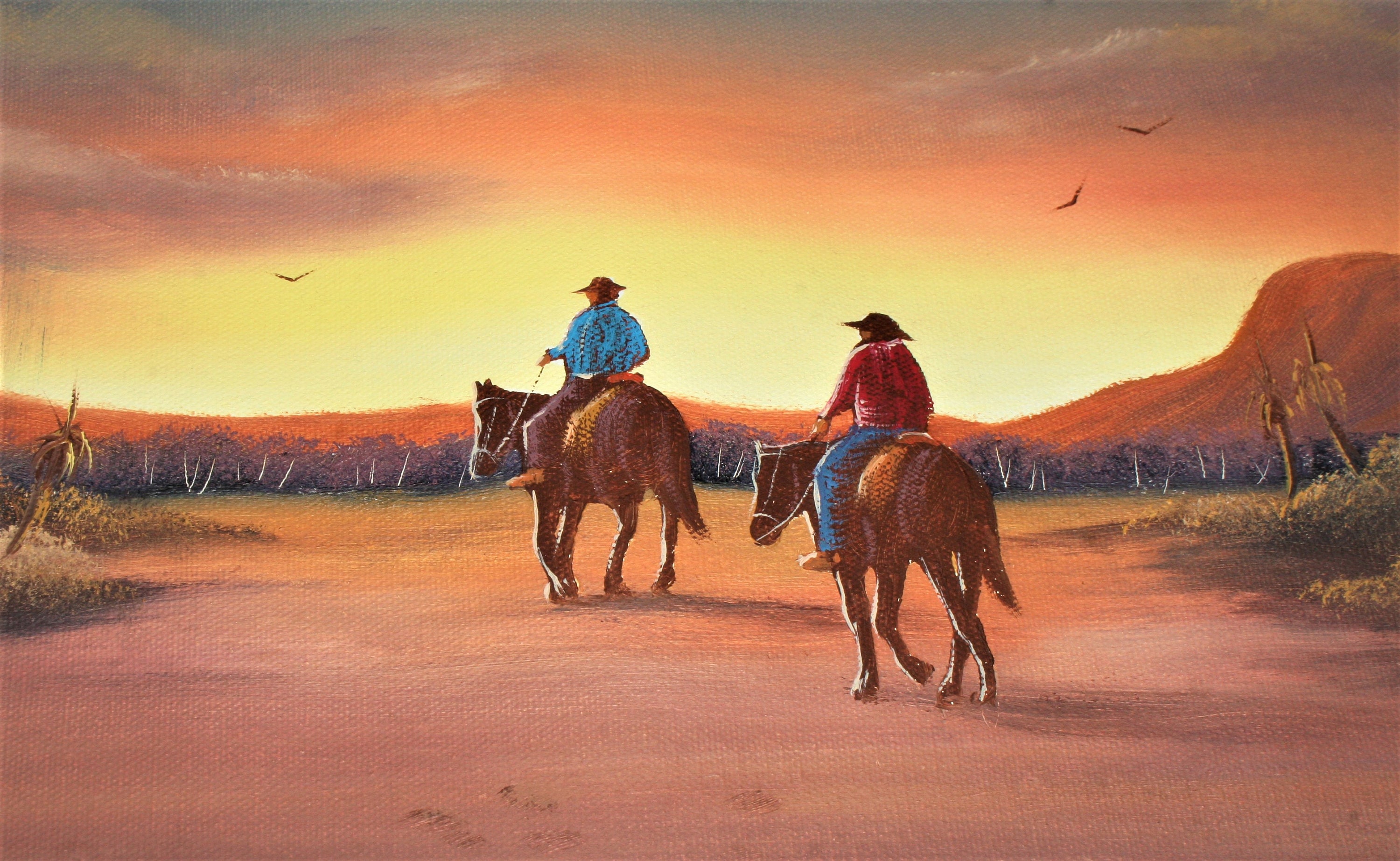 Wayne Clements - Two Original Paintings - Oil on Canvas - Unframed ...