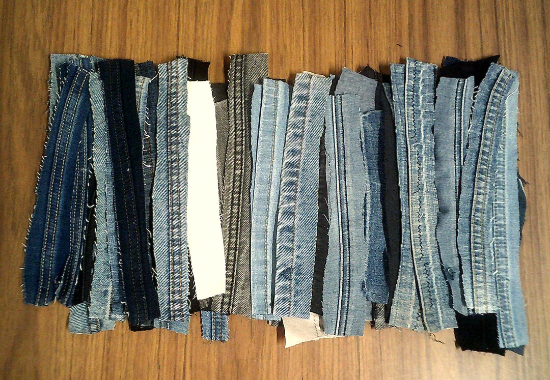 Salvaged Jeans Seams and Hems - 10 Meters of Seams and Hems - 45 Pieces ...