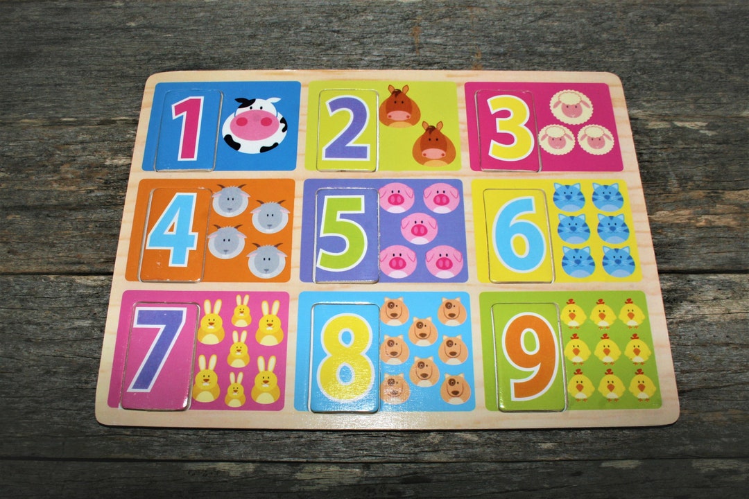 Wooden Puzzle - Numbers 1 to 9 - Educational Toy - Preloved - Etsy