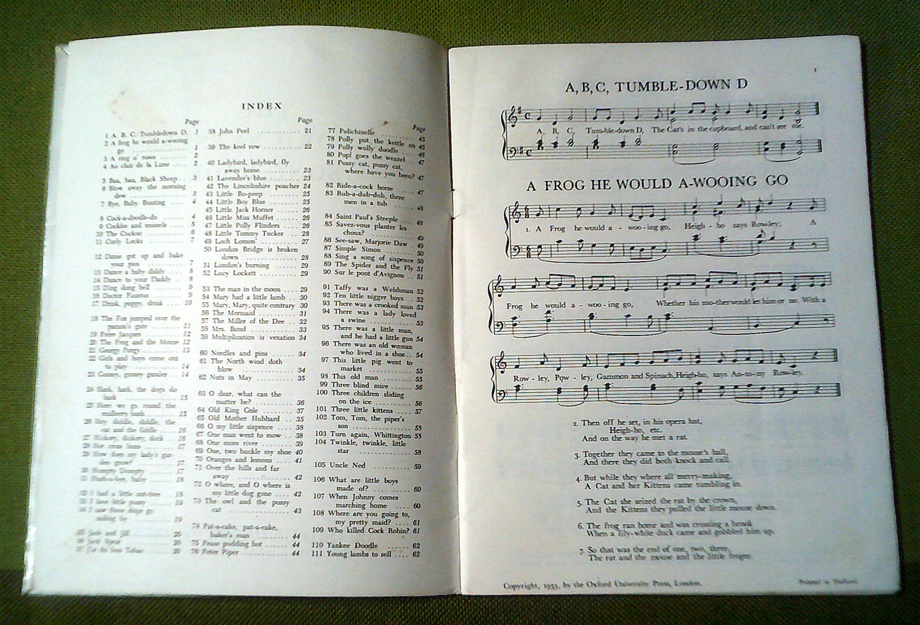 The Oxford Nursery Song Book by Percy Buck - 1933 Sheet Music Book ...