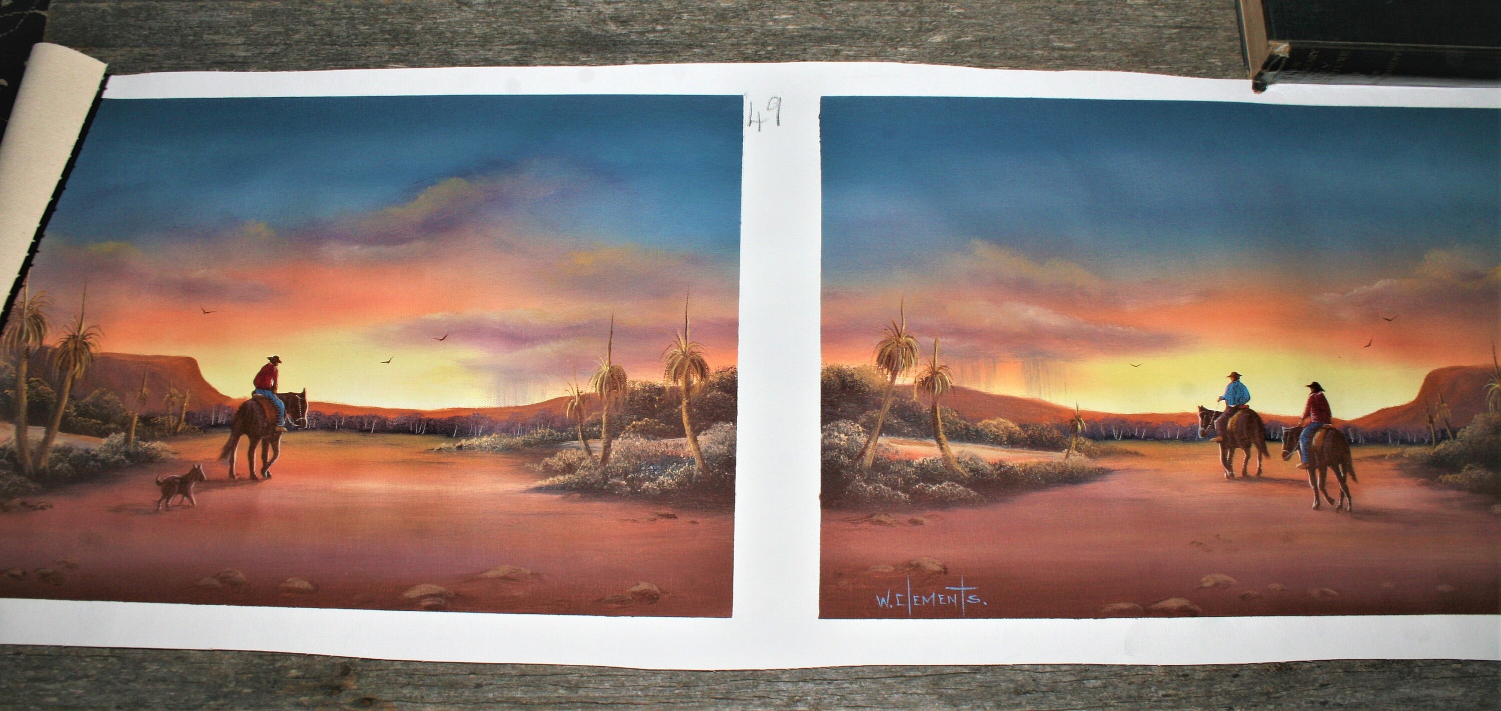 Wayne Clements - Two Original Paintings - Oil on Canvas - Unframed ...