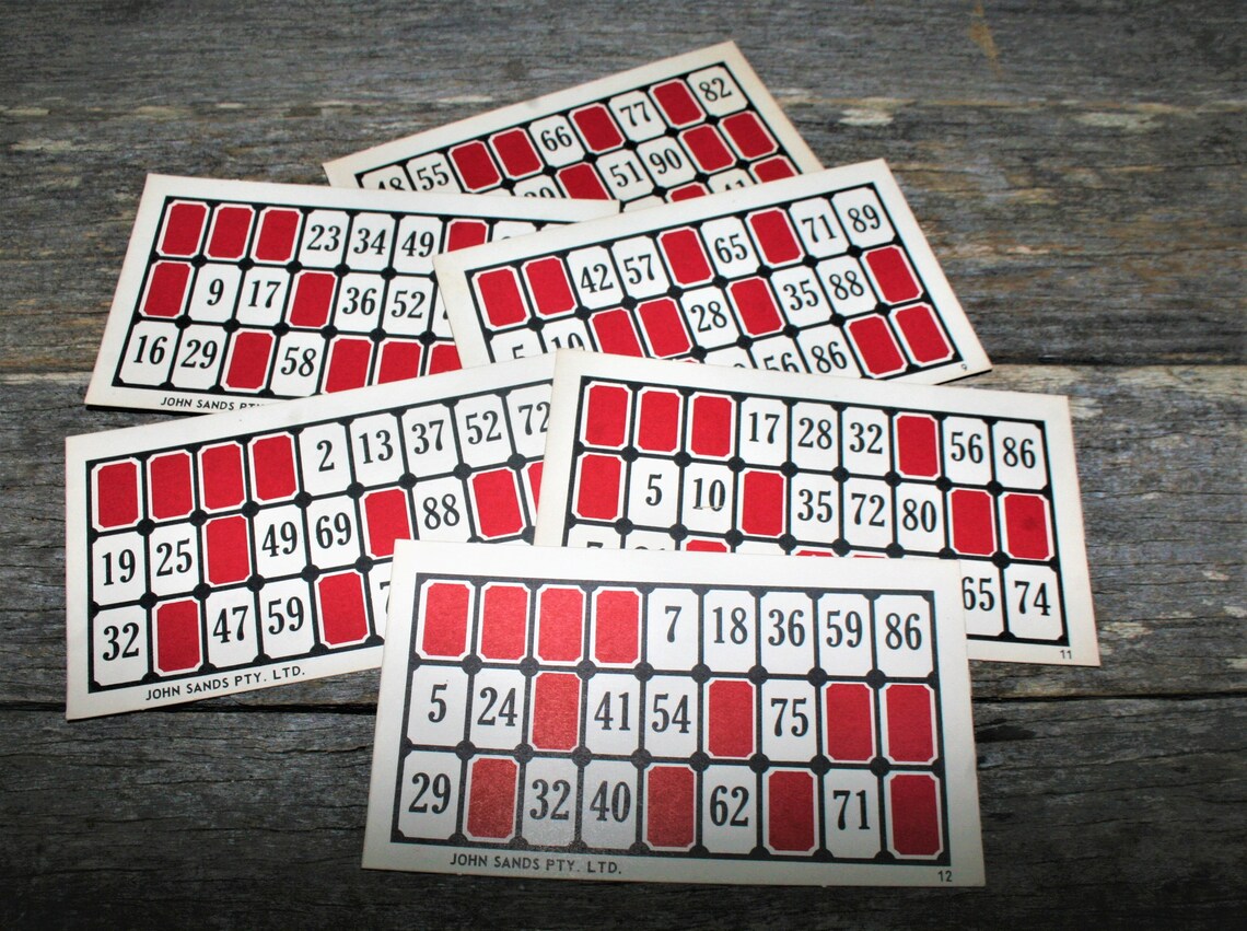 Vintage John Sands Lotto Cards - Bingo Cards - Pack of 6 Vintage Cards ...