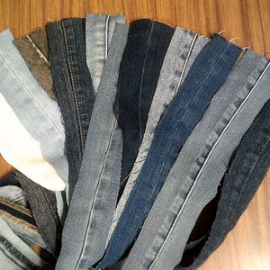 Salvaged Jeans Seams - 10 Meters of Jeans Seams - 14 Seam Pieces ...