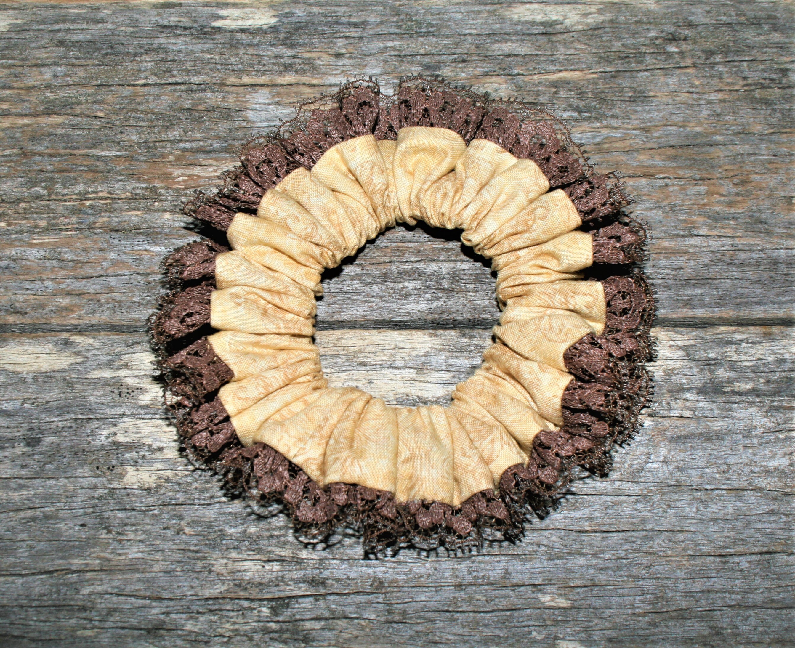 Lacey Scrunchie Yellow Print Cotton Scrunchie With Brown | Etsy