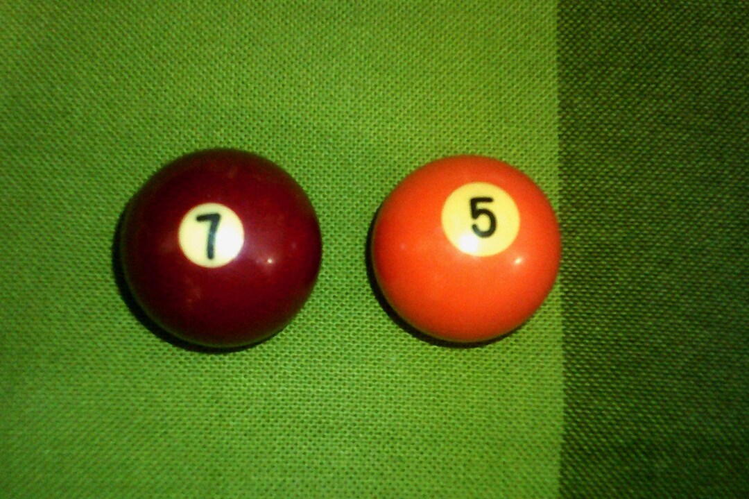 Vintage Pool Billiards Balls - Orange Number 5 - Dark Red Number 7 ...