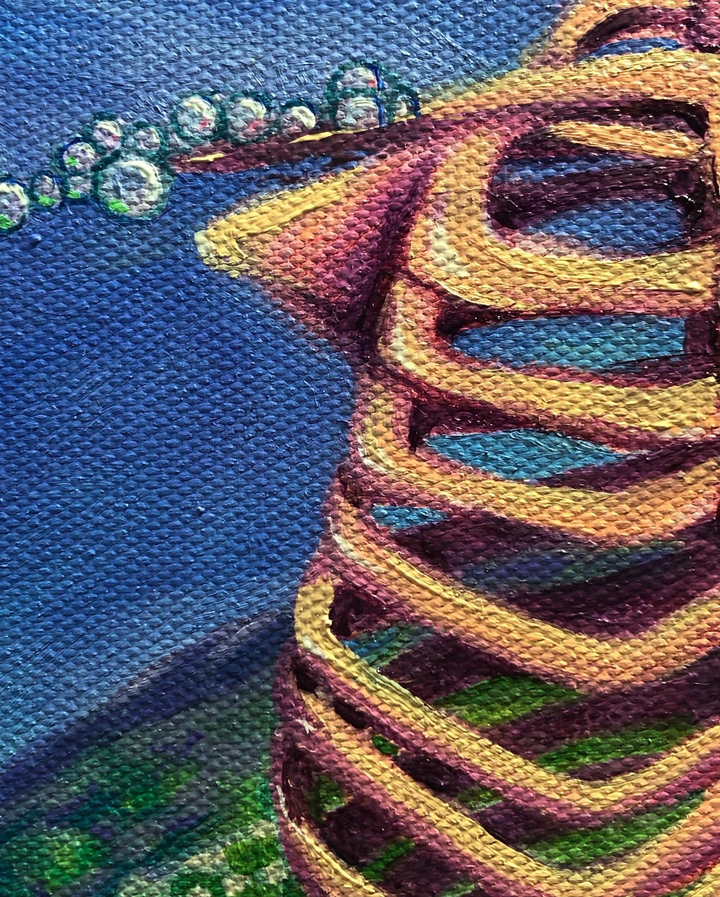 Original Surreal Oil Painting With Skeleton & Wildflowers - Etsy