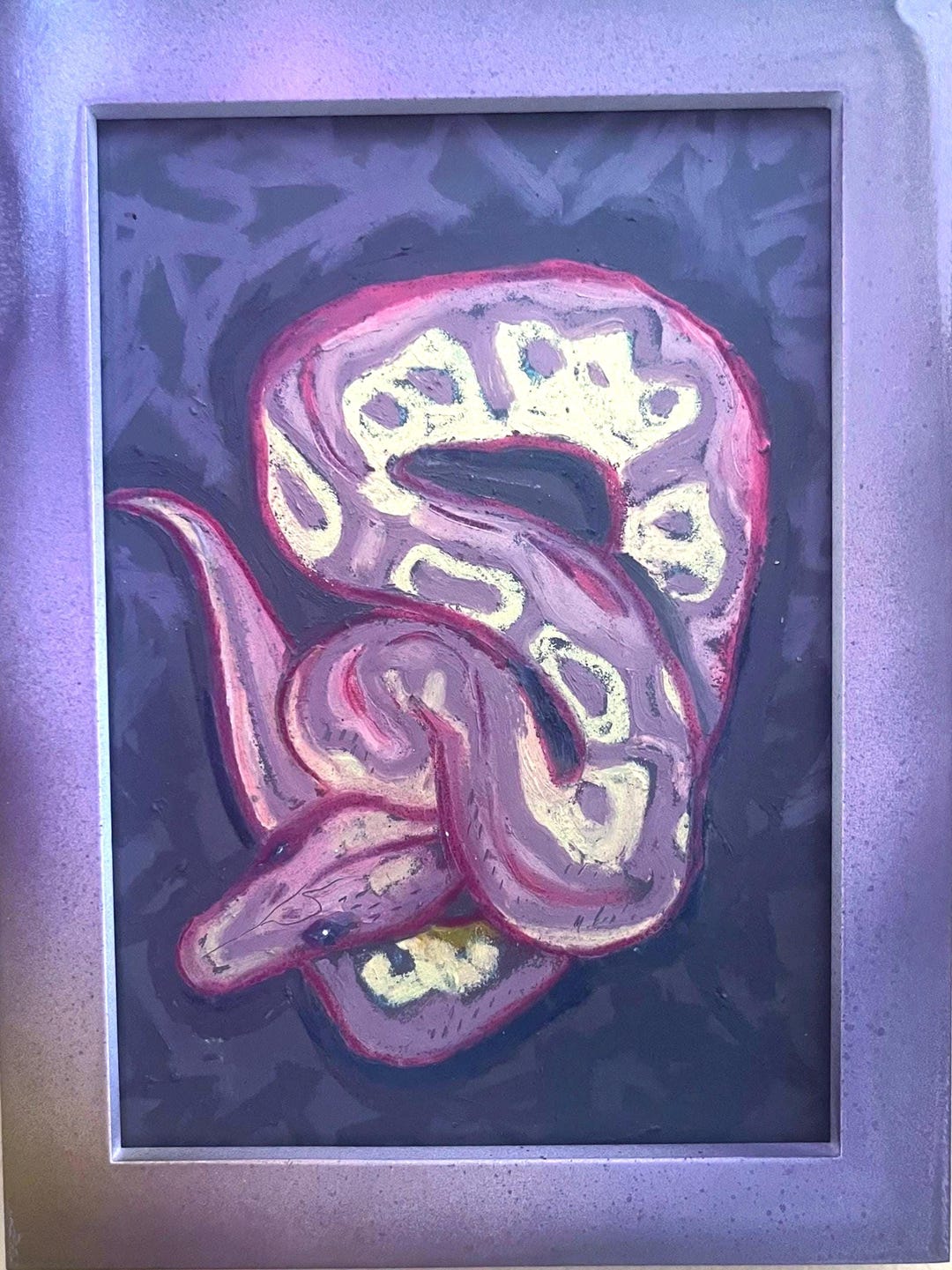 Original Framed Snake Painting Done in Oil Pastel - Etsy