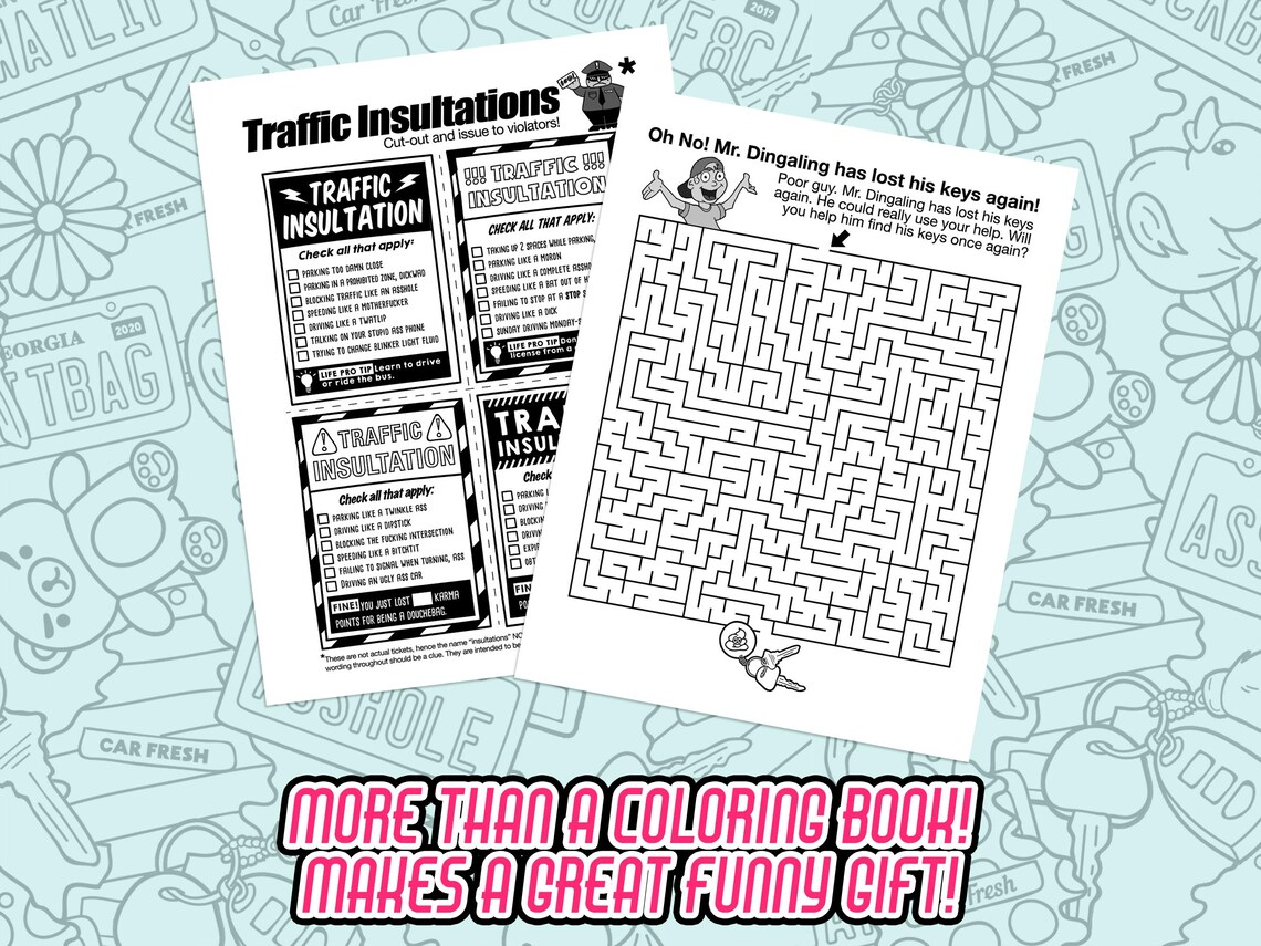 Destress From Road Rage! Swear Word Adult Coloring & Activity Book ...