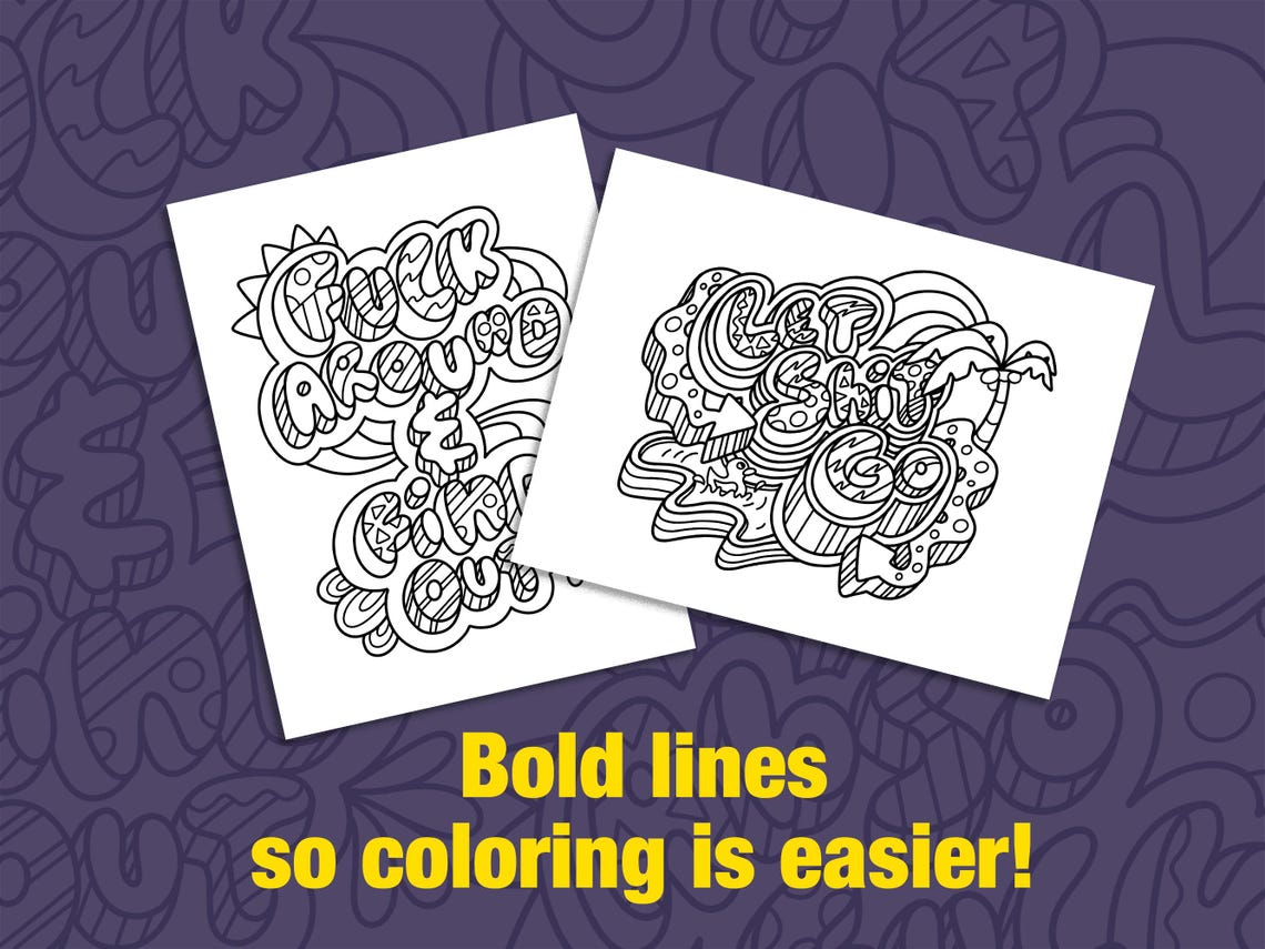 Swear Word Adult Coloring Book: F*ck It All! - DIGITAL PDF DOWNLOAD ...