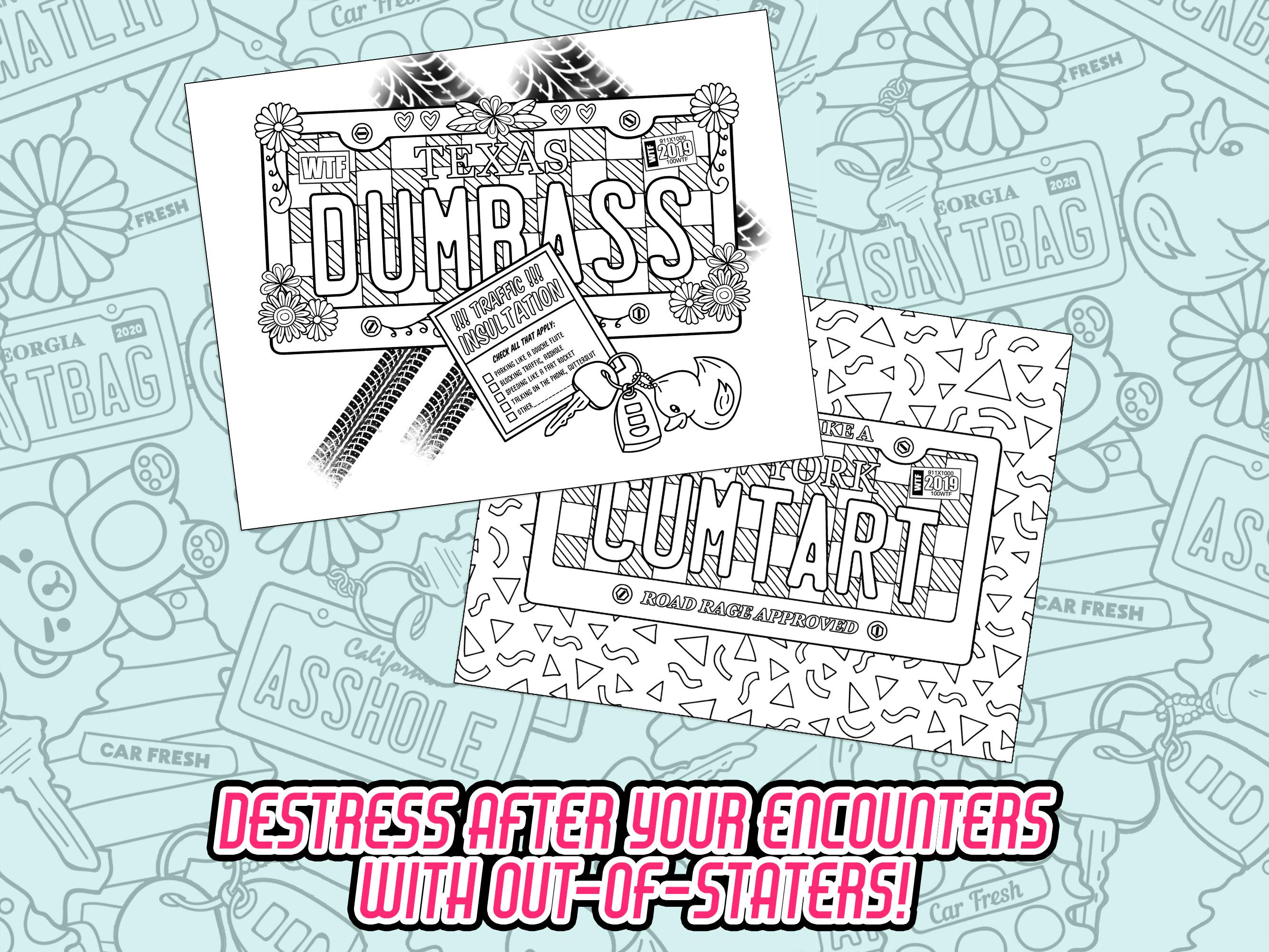 Destress From Road Rage! Swear Word Adult Coloring & Activity Book ...