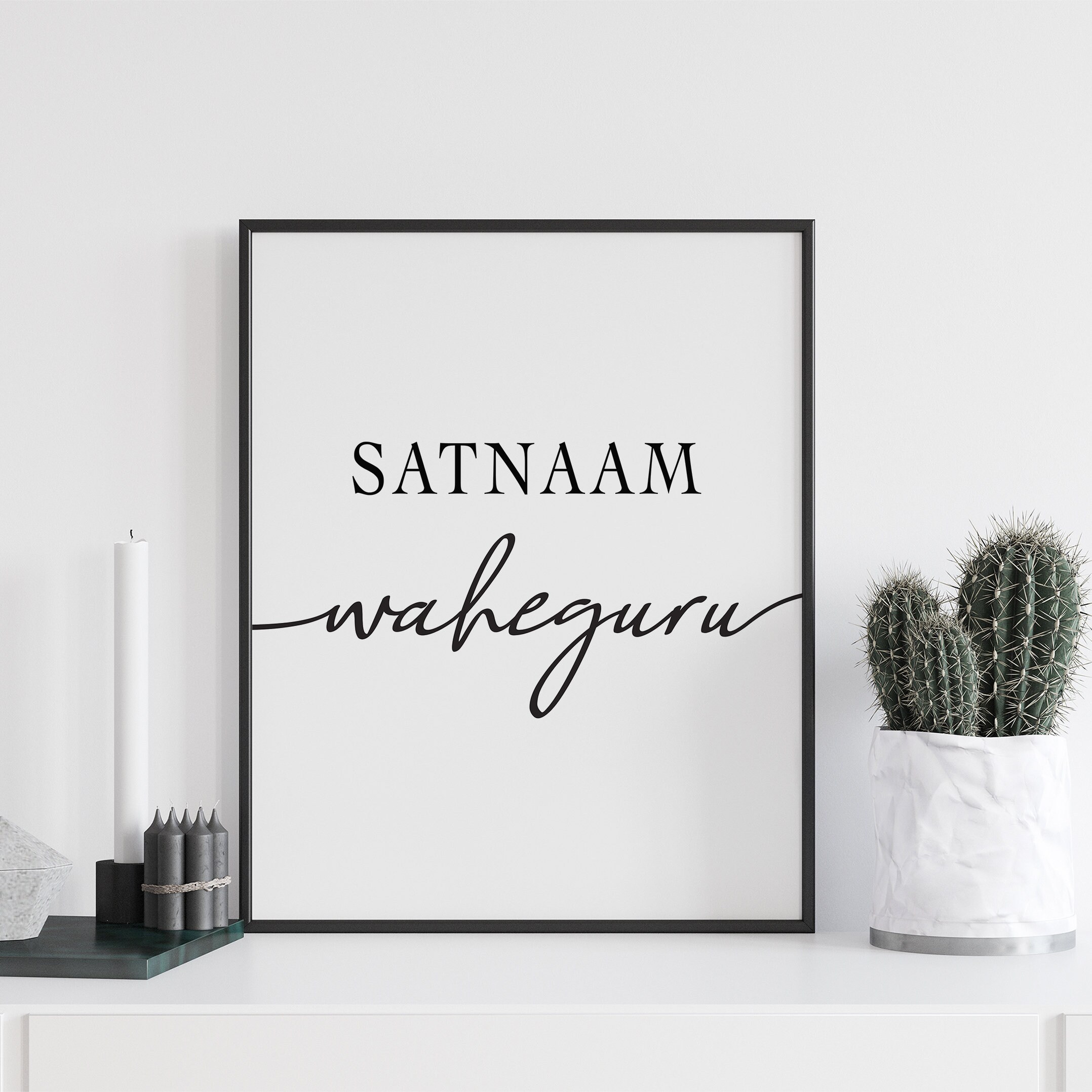 Satnaam Waheguru Sikh Modern SCRIPT Poster print Framed - Etsy Denmark
