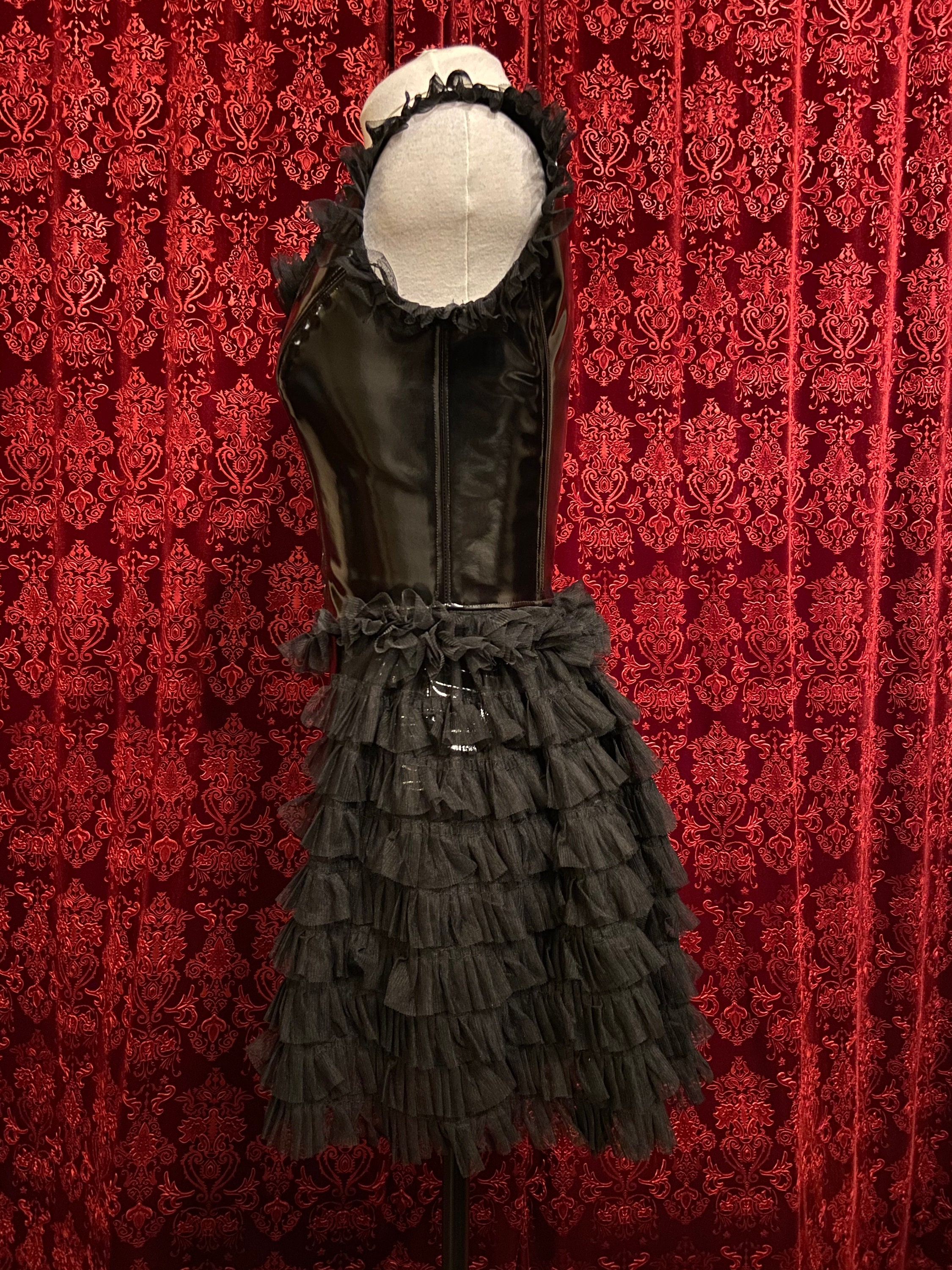 Ravenglass Skirt Black Gothic PVC Mini Skirt With Ruffle | Etsy
