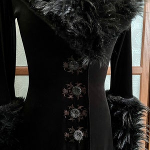 Islington Coat - Black/black - Velvet Gothic Coat With Faux Fur and ...