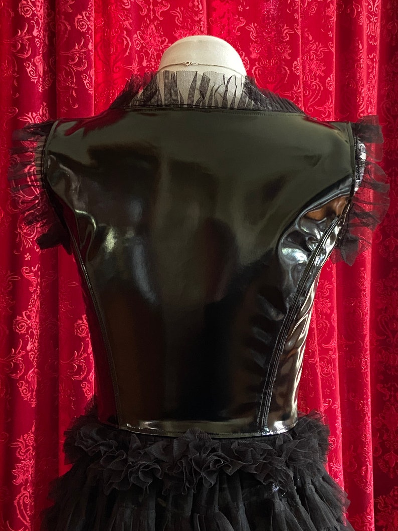 Ravenglass Bodice Front Lacing PVC Corset With Ruffles - Etsy