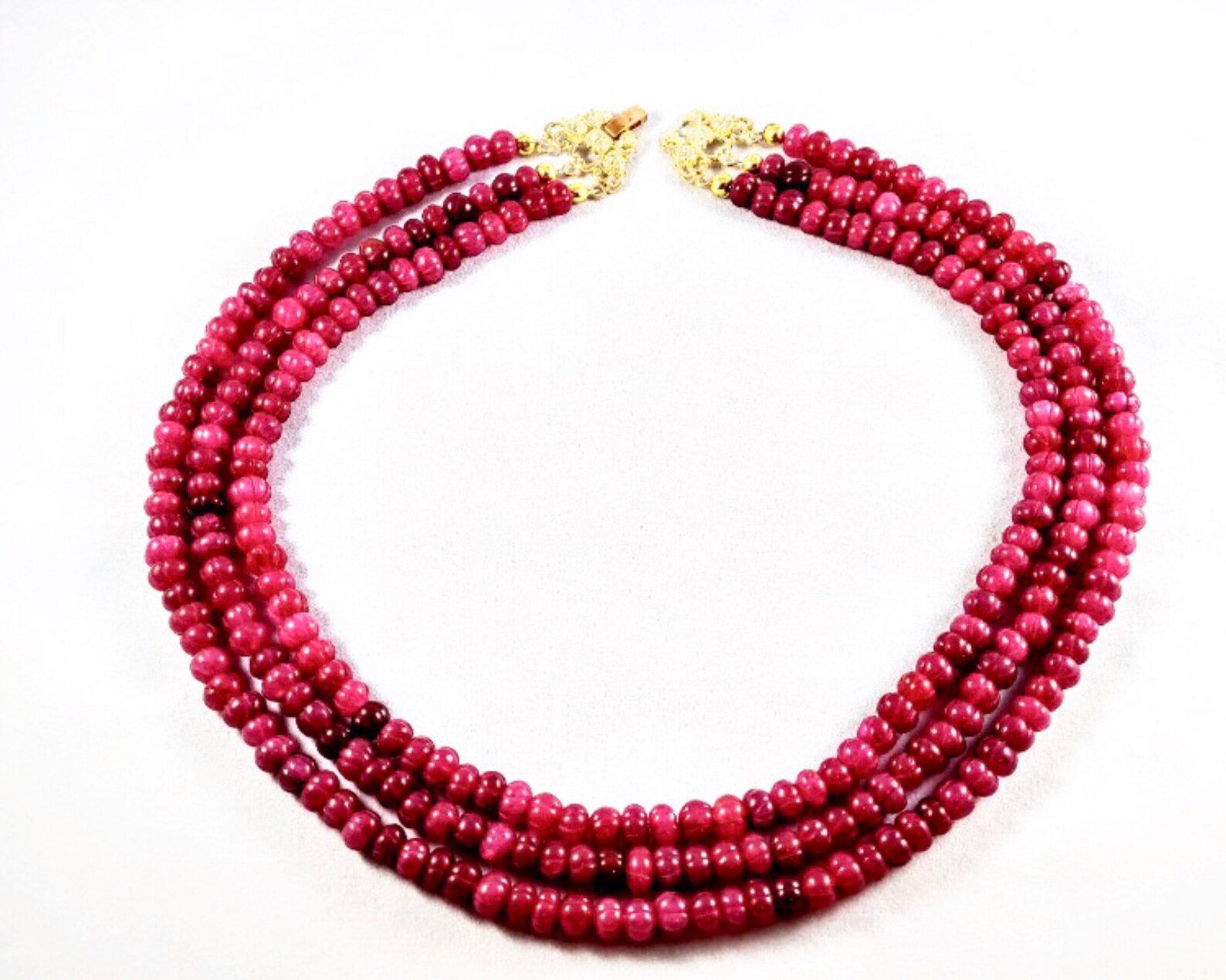 Ruby Necklace Ruby 3 Strand Necklace Ruby Rondelle Necklace - Etsy