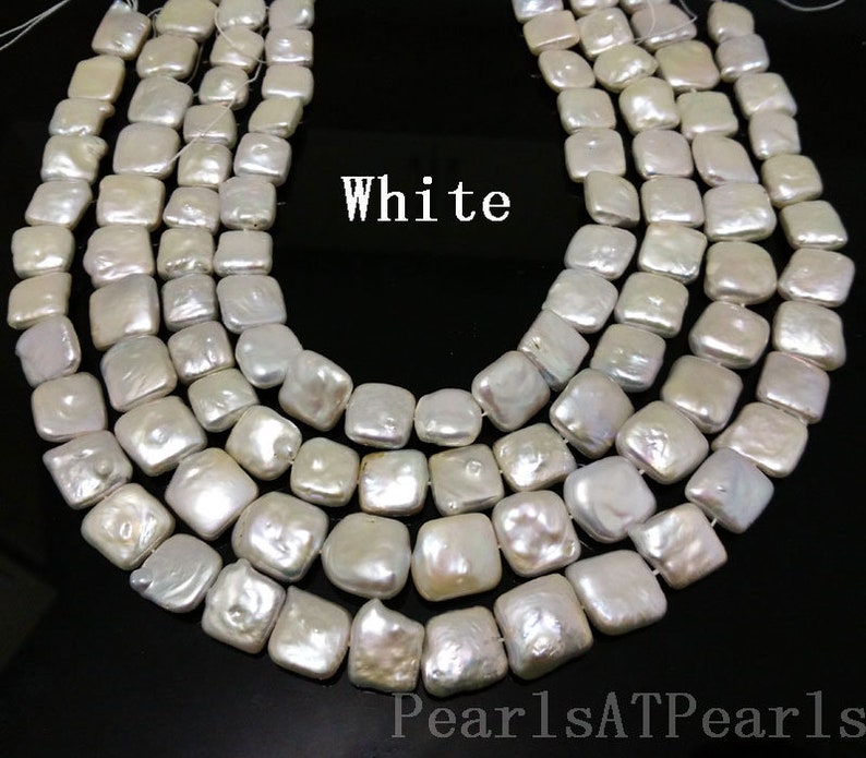 16 Inches 13-15mm Natural Cultured Flat Square Shaped Coin - Etsy