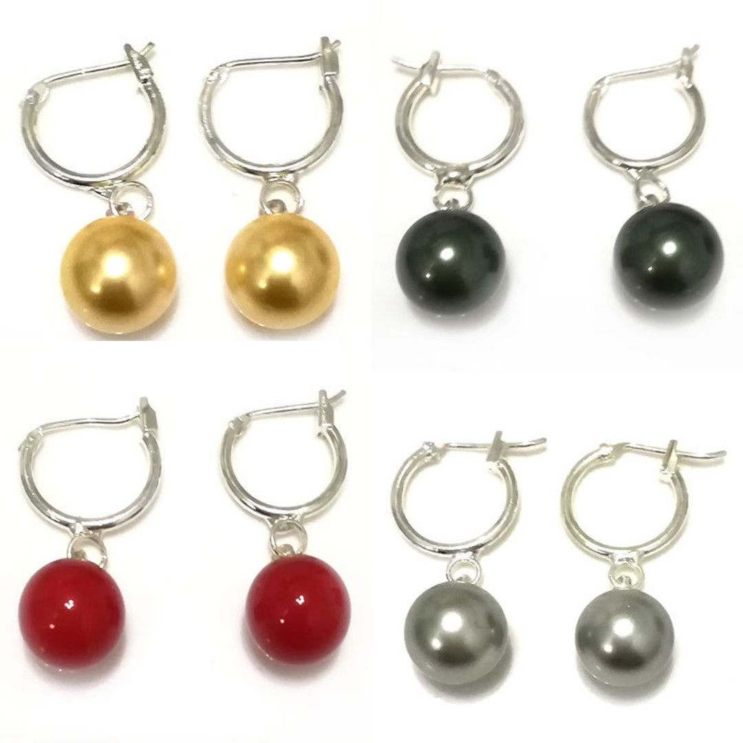 10-11mm Natural Round Shell Pearl Sterling Silver Leverback - Etsy