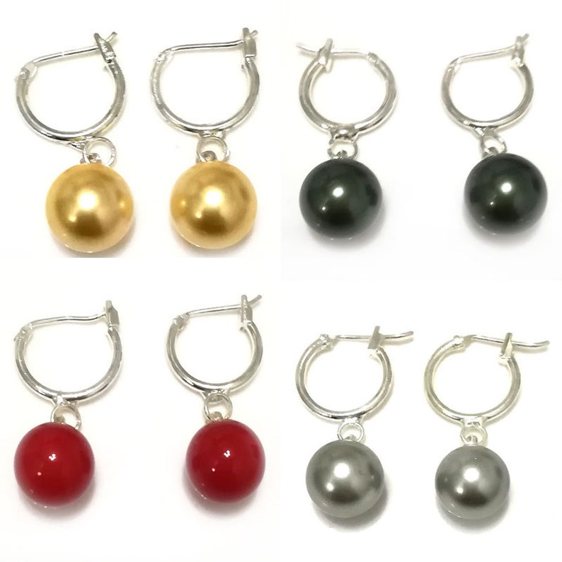 10-11mm Natural Round Shell Pearl Sterling Silver Leverback - Etsy